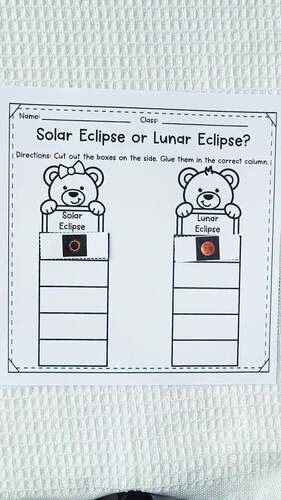 Solar Eclipse and Lunar Eclipse – Cut and Paste Sorting Activity