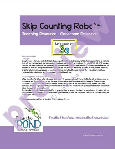 Skip Counting Posters - Fun Robots by From the Pond | TPT