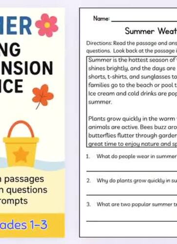 Summer Reading Comprehension Packet: Grades 1-3 by SproutandSparkle