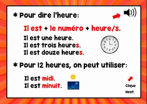 French Time Boom Cards Levels 1-3, Digital Task Cards, French Telling Time