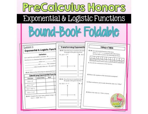 Exponential and Logistic Functions Foldable by Flamingo Math by Jean Adams