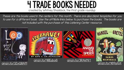 October Listening Center Activities for Kindergarten | TPT