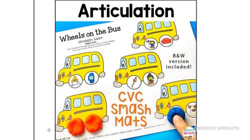 CVC Articulation Words Wheels on the Bus Smash Mats -Back to School