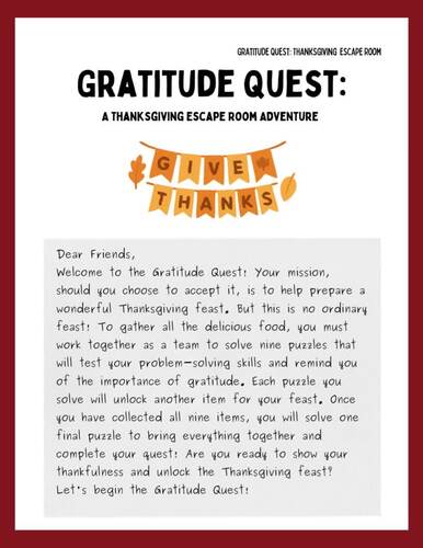 Thanksgiving Escape Room | Thanksgiving Printable Game | Thanksgiving ...