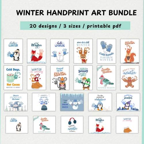 Winter Handprint Art | Handprint Craft Template | Toddler Winter Activities