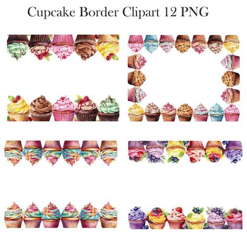 Cupcake Border Clipart by PinkPearly Design | TPT