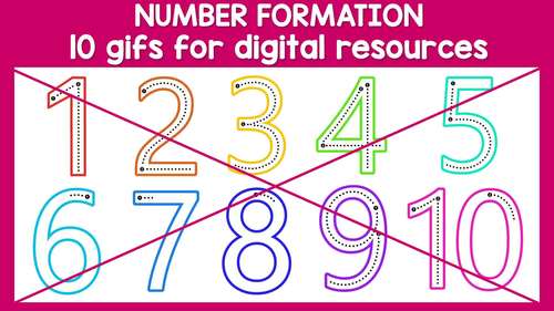 Animated GIFs Number Tracing 1 to 10 Numbers Formation | TPT