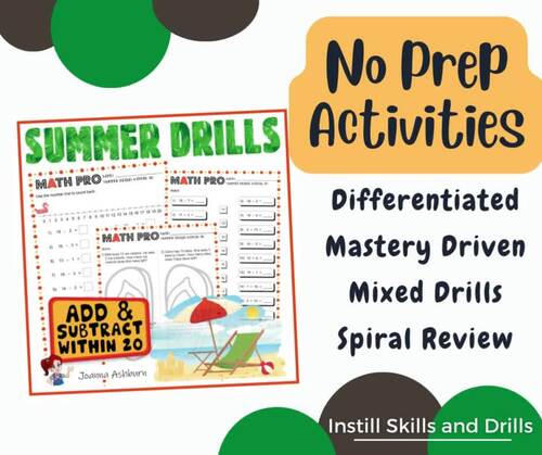 Summer Math Review Activities | Add and Subtract within 20 Practice ...