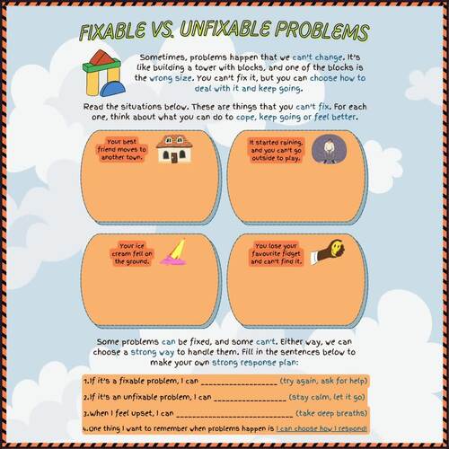 Fixable VS Unfixable Problems Social Story | Problem-Solving SEL Growth Mindset