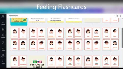 PORTUGUESE feeling FLASH CARDS | emotions portuguese flashcards sentimentos