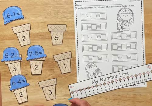 Subtraction Math Fact Matching Activity for Grades 1-2/Centers/Tutors ...