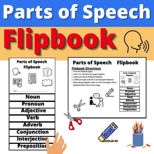 Parts of Speech Flipbook Resource Activity by DadsDesigns | TPT