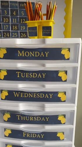 Navy and Yellow Lemon Labels for Classroom Drawer Organization and ...