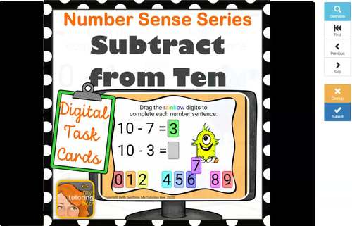 Subtract from 10 Number Sense Distance Learning Boom Cards Digital Task ...