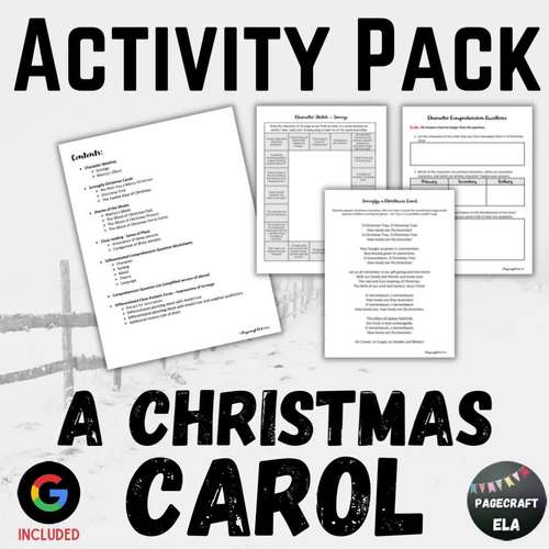 A Christmas Carol by Charles Dickens Booklet of 18 Activities by ...