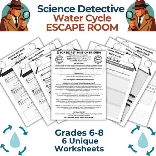 Science Detective: Water Cycle Escape Room | Earth Science Mystery & CER