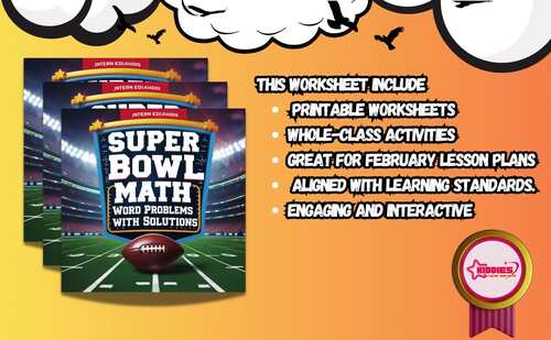 Super Bowl Math Word Problem Activity 2025 Addition, Subtraction 3rd ...