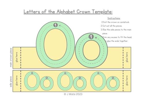 Letters of the Alphabet: Letter Oo Crown Craft Activity & Worksheet Pack