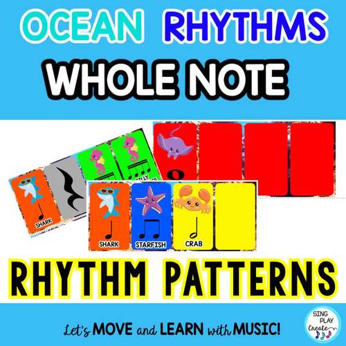 Rhythm Pattern Flash Cards: {Whole} (All Levels) Ocean Friends | TPT