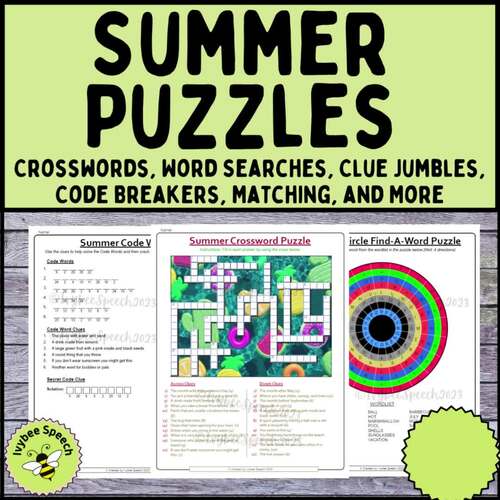 Summer Word Puzzles Activities Crosswords Word Searches Code Breakers ...