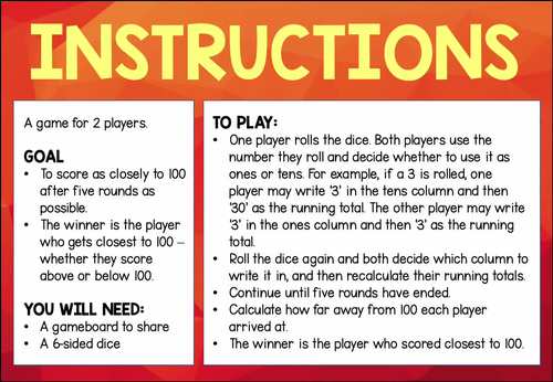 Addition, Probability & Place Value Fluency Math Game - 5 Moves To 100