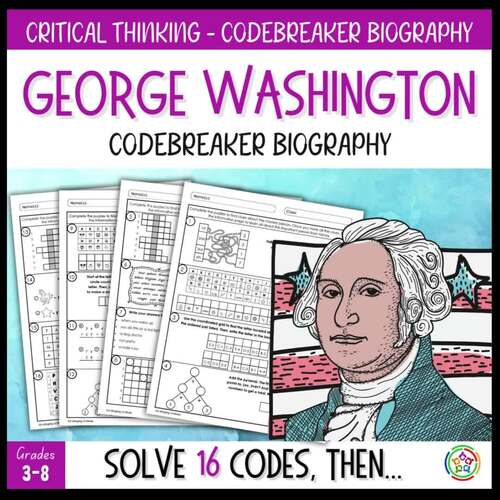 President's Day Codebreaker Biography, Elementary, Middle School, 16 Codes