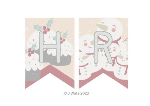 Christmas Printable Bunting Banner and Snowman Classroom Door Decor