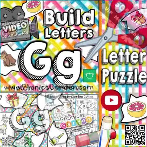 Gg | Letter Puzzle | MP4 Downloadable VIDEO | Cut & Paste | Phonics Garden