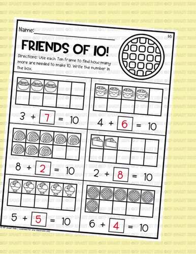 Kindergarten 1st Grade Making 10 with Ten Frames Food Missing Addends ...