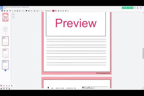 Valentine's Day Writing Prompts in Spanish - Escritura San Valentín