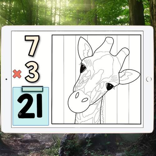 Multiplication by 3 Boom Cards | Color the Animal by LOL - Life of Learning