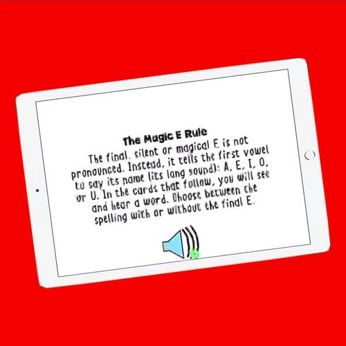 Short and long vowel sounds Magic E Game 1B | Boom cards with audio