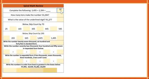 NO PREP - Spiral Math Review for 3rd or 4th grade - Turkey | TPT