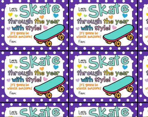 Skateboard (Fidget Toy) Beginning of Year Gift Tag- Let's skate through ...