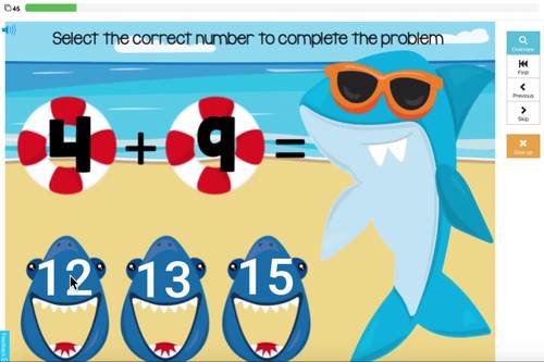 Shark Addition to 15 Boom Cards TM | Math Digital Task Cards | Task Cards