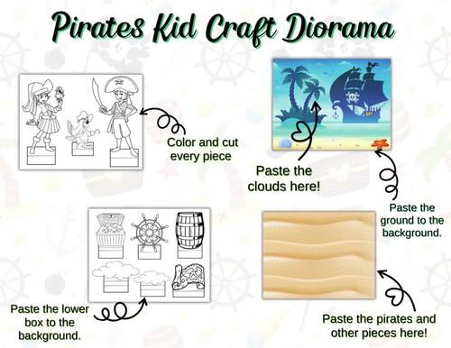 Printable Pirate Kids Diorama Craft Activity, Pirate Activity For Kids, PDF