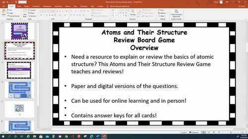Atoms and Their Structure Review Board Game-for online learning or In ...