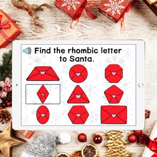 Find the Christmas Shapes | BOOM CARDS with audio | RHOMBUS and DIAMOND