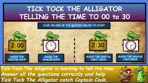 Tick-Tock The Alligator.Telling The Time Hour 00 and Half Hour 30 ...