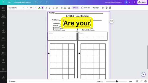 Long Division Template*MUST HAVE* by Key'Designs | TPT