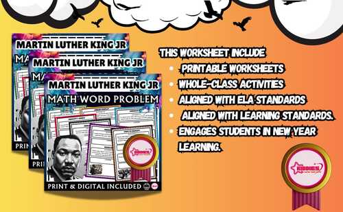 Martin Luther king Jr Math Word Problems Activities 3rd, 4th, 5th, 6th ...