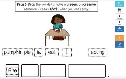 Thanksgiving Present Progressive Sentences Boom™ Cards by Speech Your Mind