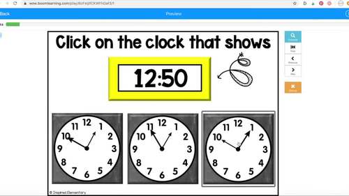 Telling Time to Five Minutes Set #2 - Boom Cards™ - For Distance Learning