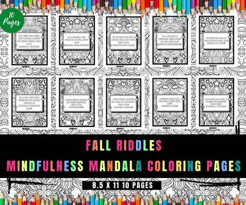 Fall Riddles With Coloring Sheets, Mindfulness Mandala Coloring, No Prep
