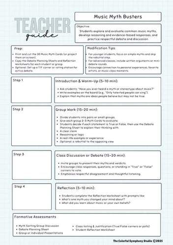 Music Myth Busters | SEL + Music Discussion Activity | TPT