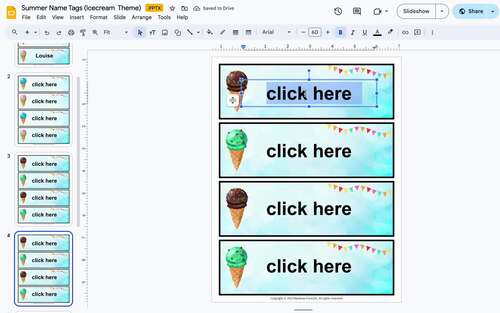 Editable Ice Cream Student Cute Summer Desk Name Tags Name Plate Labels