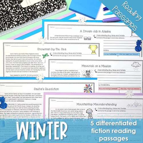 Winter Fiction Reading Comprehension Passages by ELA with Mrs Martin