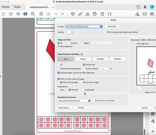 21 Arabic Numbers Chart Posters with 10 Frame Counting, عربى, ارقام عربية