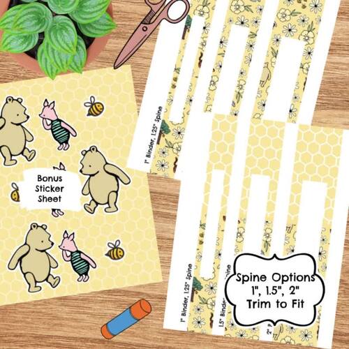 Printable Binder Cover & 18 Page Planner Set Stickers 8.5x11 PDF Winnie ...