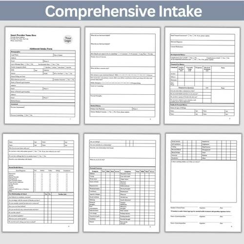 Client Intake Form Adolescents, Therapist Office, School Psychology